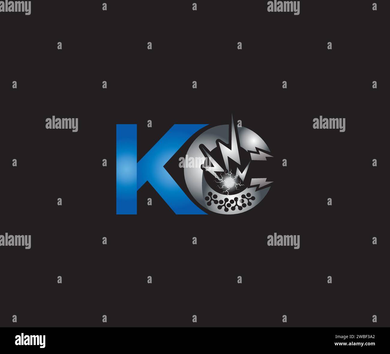 Electric Energy abstract KC letter creative logo Technology Design Blue ...