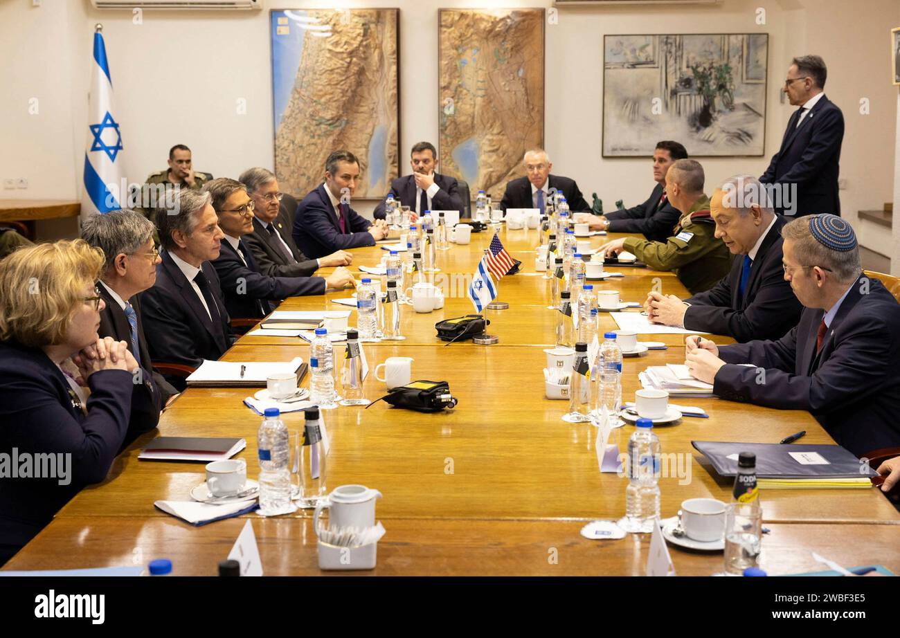 Tel Aviv, Israel. 09th Jan, 2024. U.S Secretary of State Antony Blinken ...