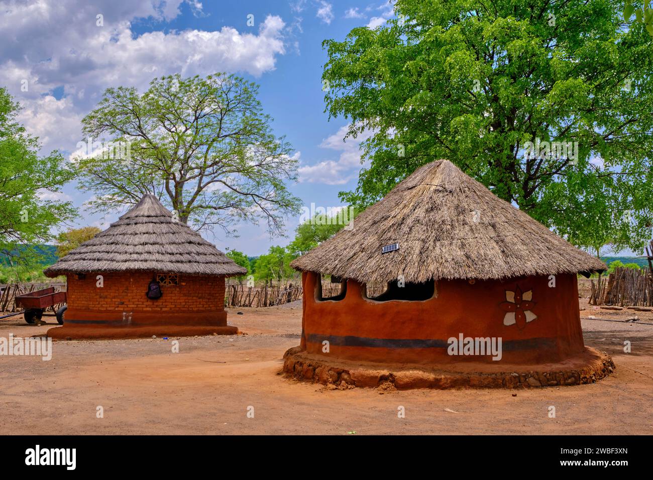 Zimbabwe, Matabeleland North, village near Hwange, traditional house ...