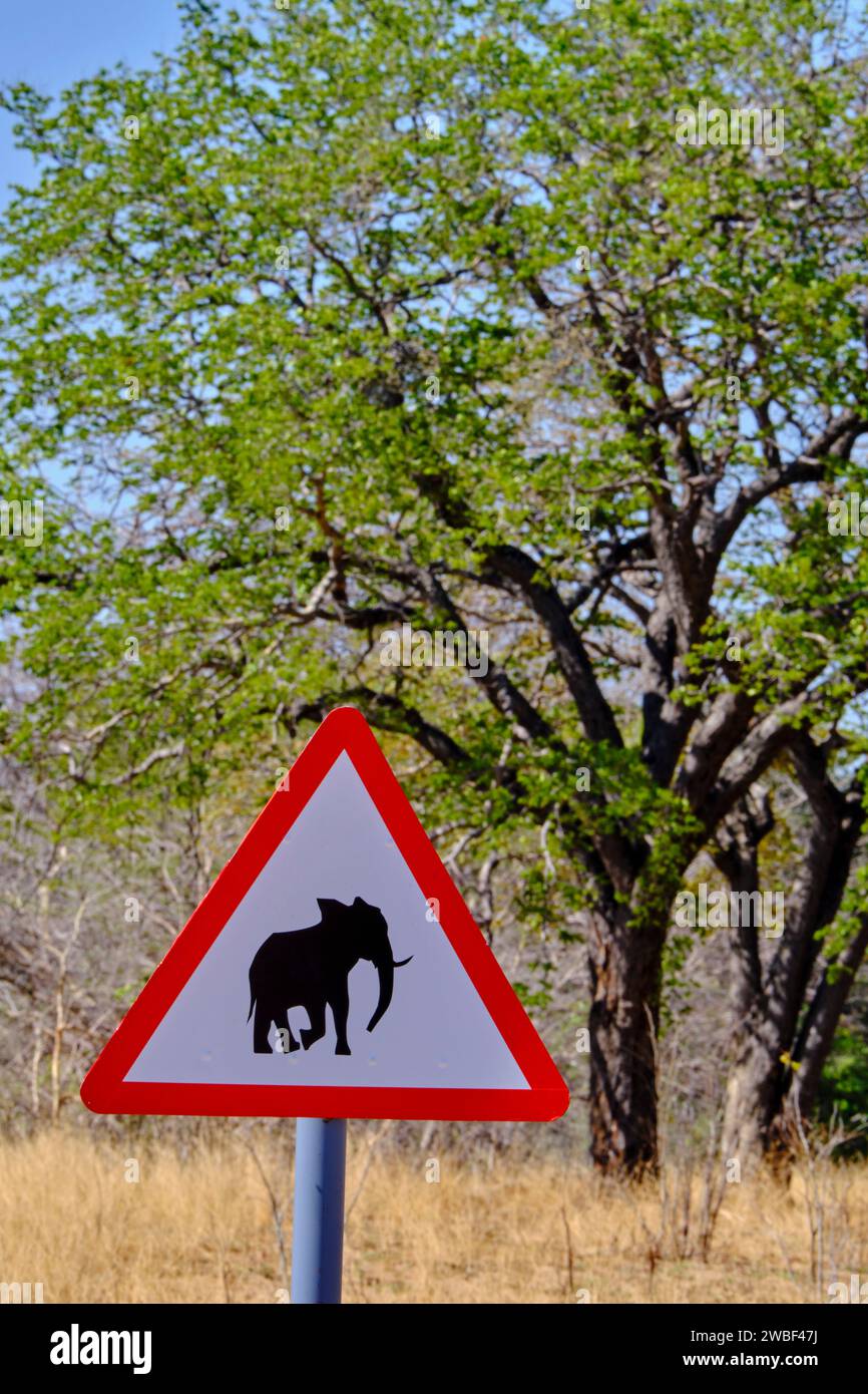 Zimbabwe, Matabeleland North, province, Hwange national park, warning ...