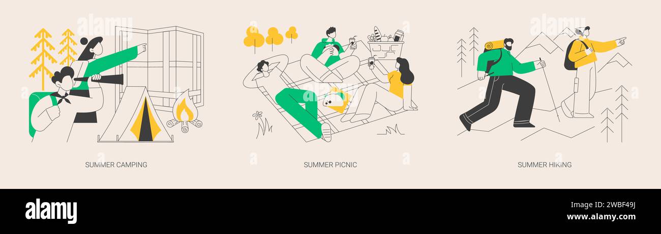 Summer adventure abstract concept vector illustrations Stock Vector ...