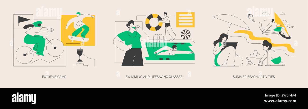 Summer sports and recreation abstract concept vector illustrations ...