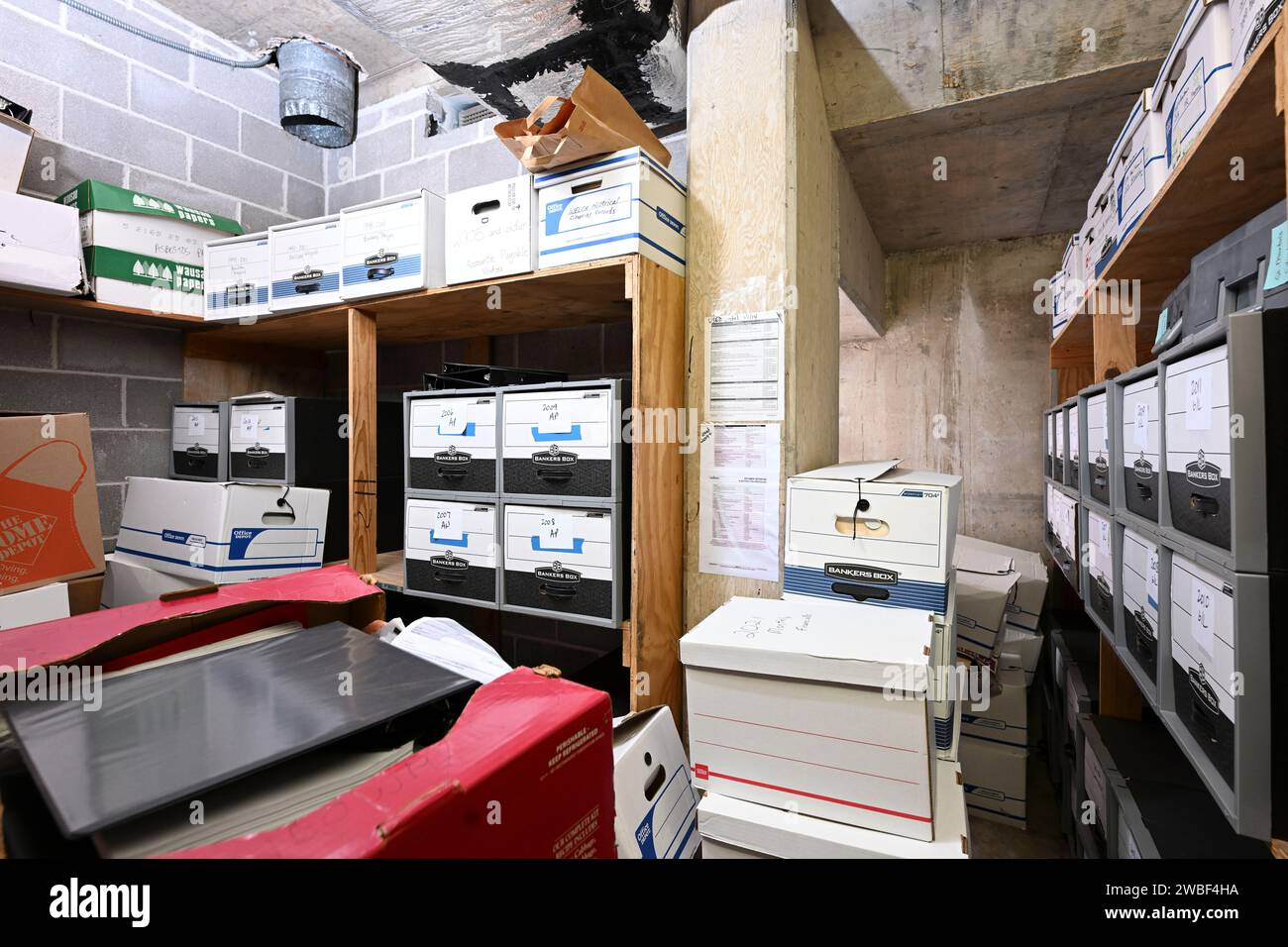 The records storage room of a local non-profit with business records ...
