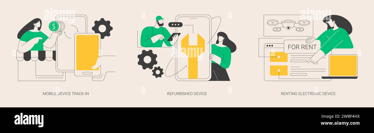 Used gadgets abstract concept vector illustrations Stock Vector Image ...