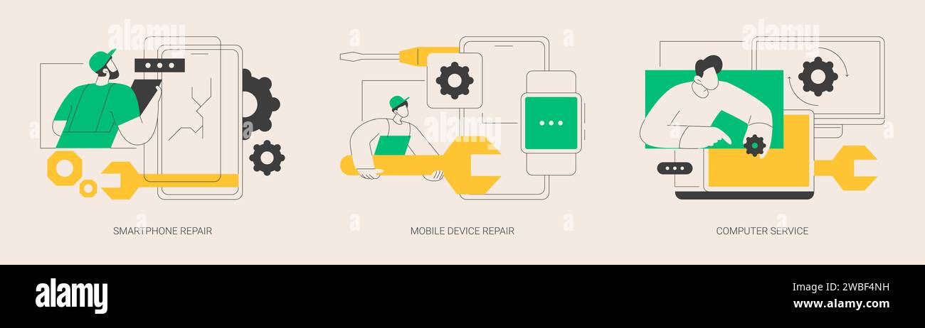 Gadget fixing abstract concept vector illustrations Stock Vector Image ...