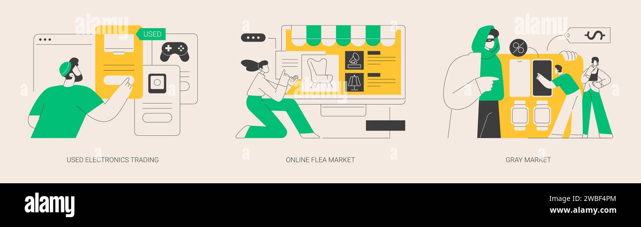 Second hand trade abstract concept vector illustrations Stock Vector ...