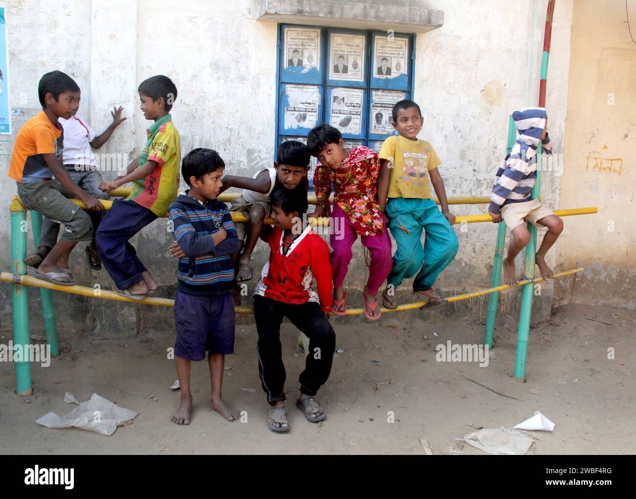Children playing in the slums of Rayer bazar. Bangladesh Stock Photo ...