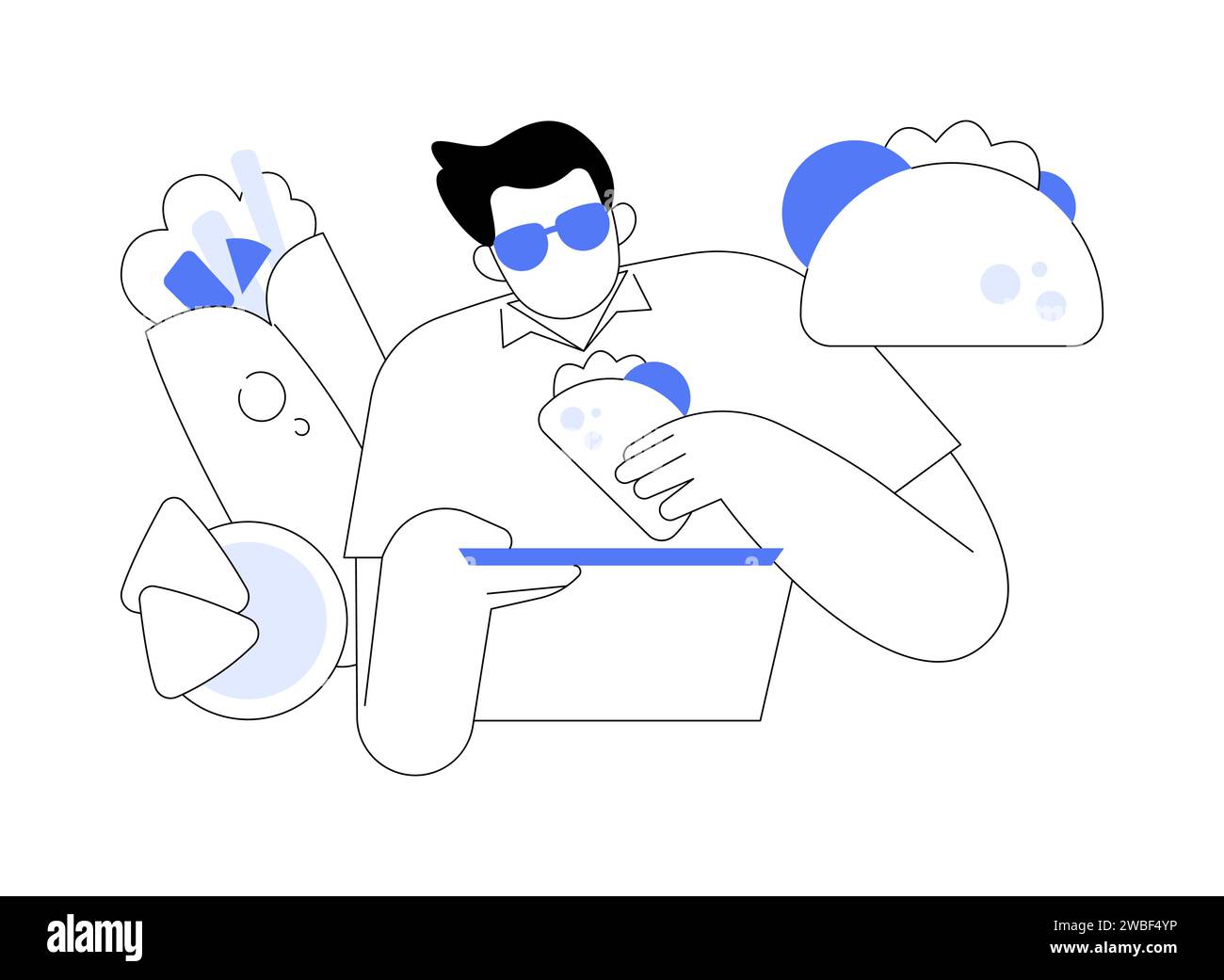 Mexican tacos isolated cartoon vector illustrations Stock Vector Image ...