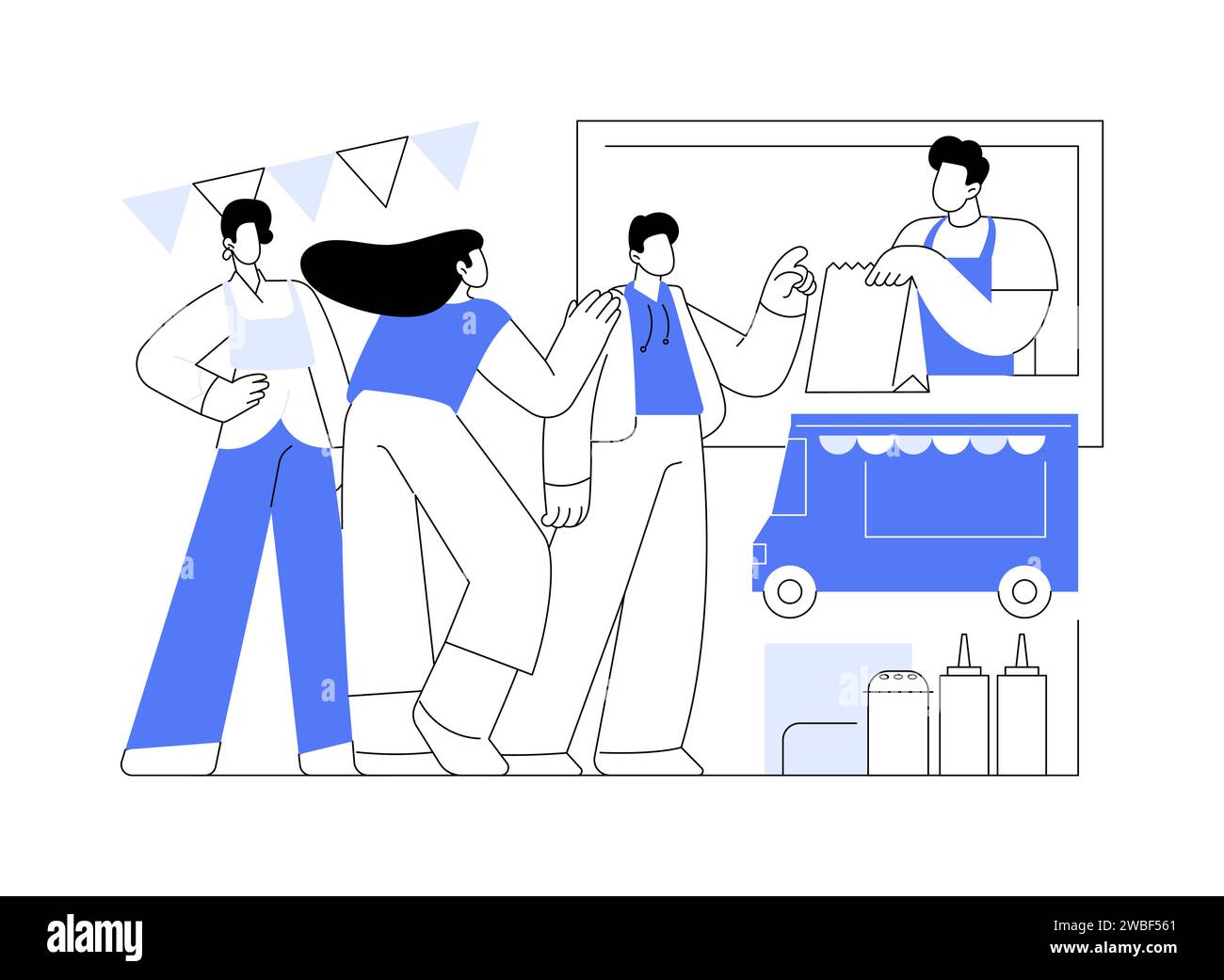 Queuing for food isolated cartoon vector illustrations Stock Vector ...