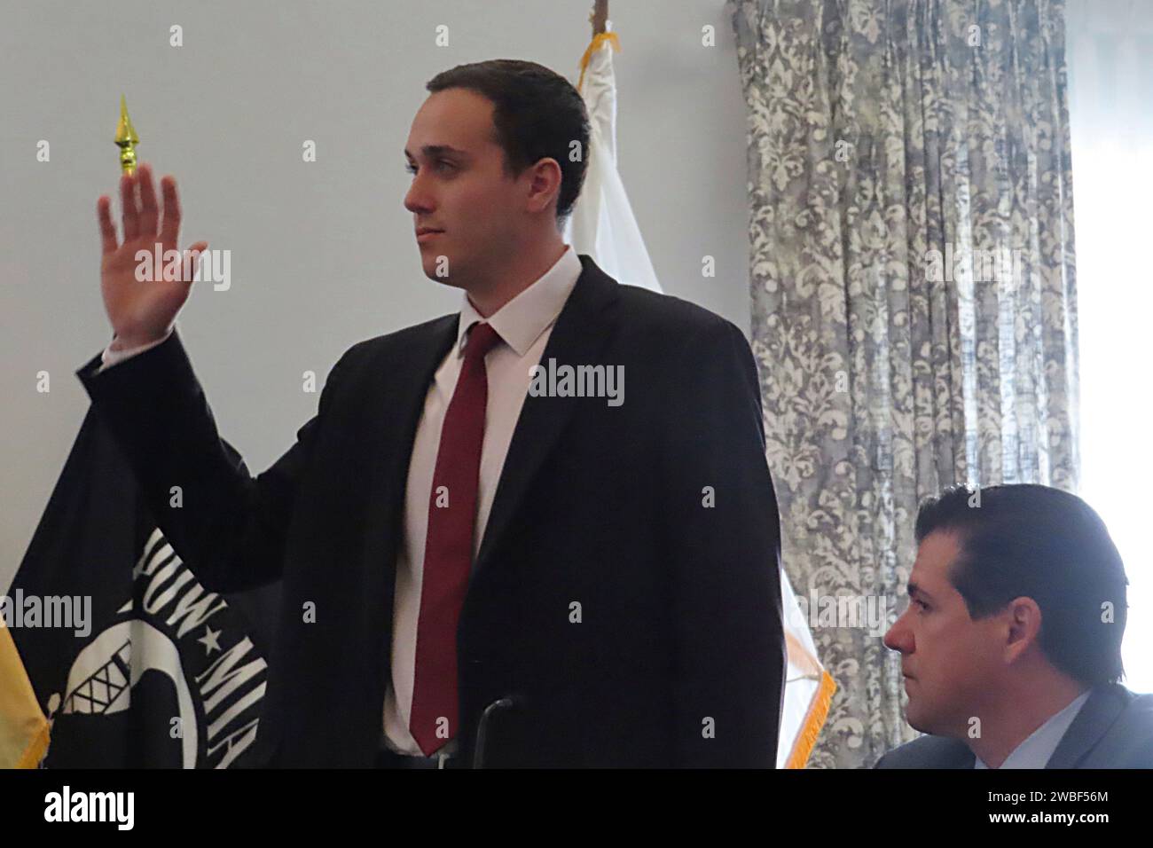 Gaven Puchinsky is sworn in as a witness at a hearing, Wednesday, Jan ...