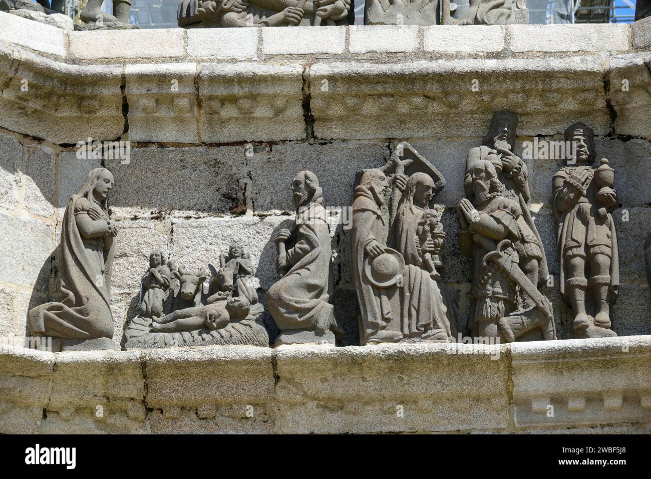 Stone reliefs Nativity, Adoration of the Magi, Calvary Calvaire, Enclos ...