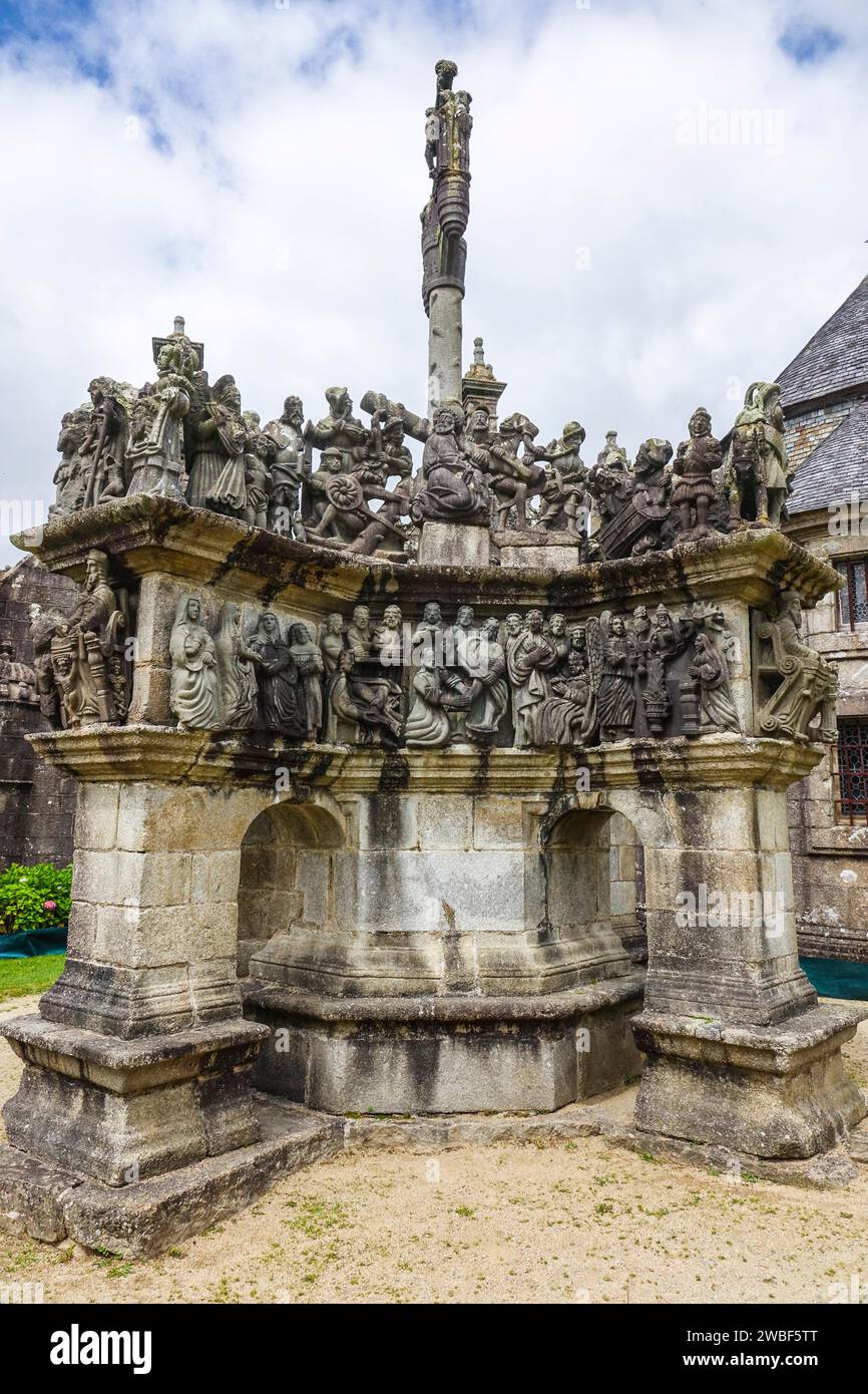 Calvary Calvaire, granite stone carving, Enclos Paroissial parish enclosure of Guimiliau ...