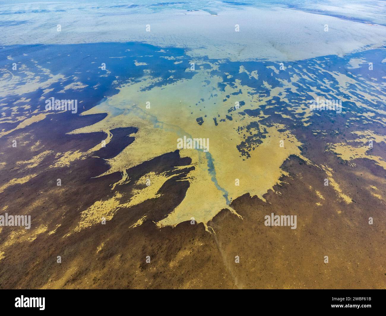 Tagliamento and the Marano lagoon seen from above. Towards Lignano ...