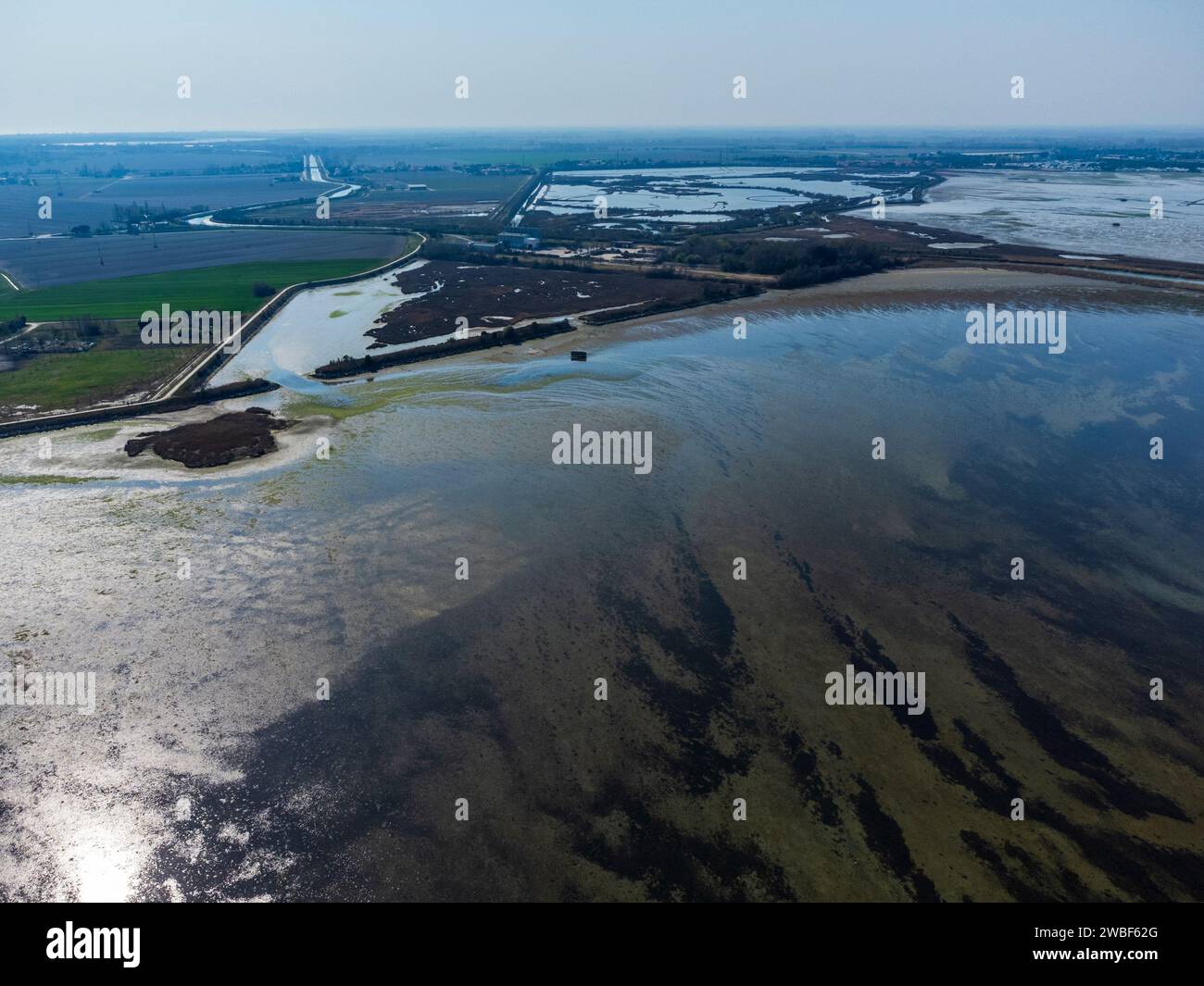 Tagliamento and the Marano lagoon seen from above. Towards Lignano ...
