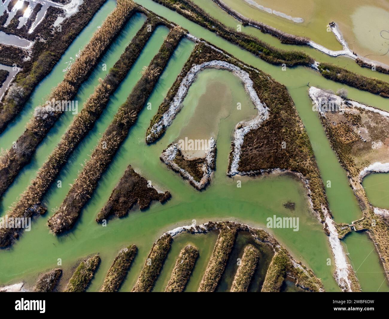 Tagliamento and the Marano lagoon seen from above. Towards Lignano ...