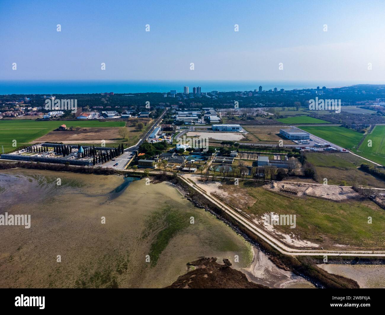Tagliamento and the Marano lagoon seen from above. Towards Lignano ...