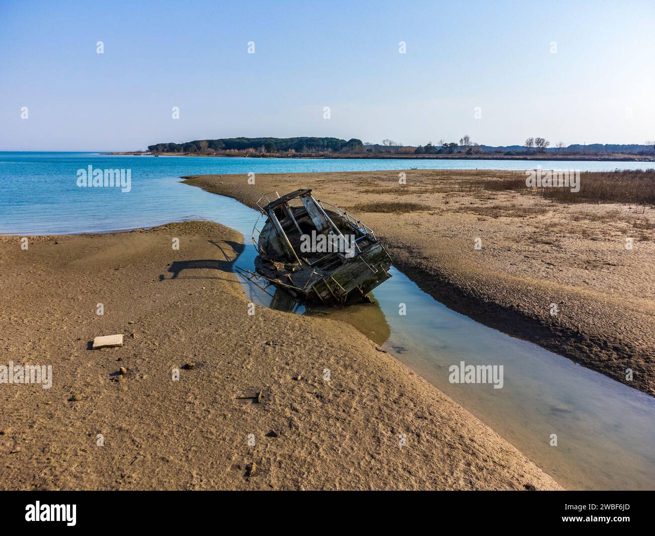 Tagliamento and the Marano lagoon seen from above. Towards Lignano ...