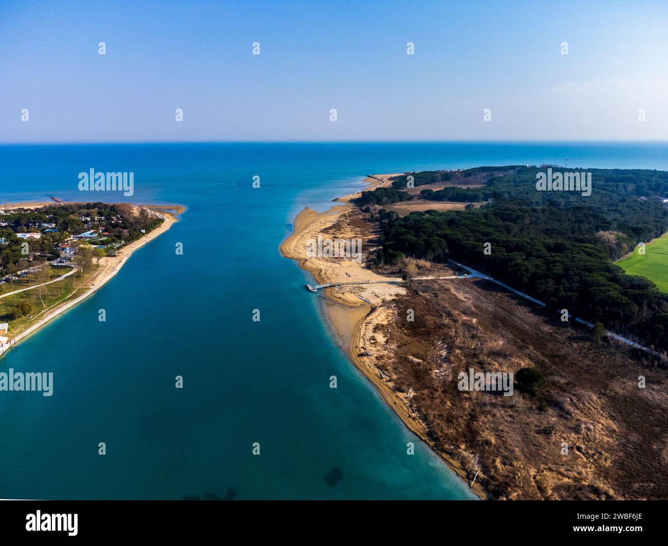Tagliamento and the Marano lagoon seen from above. Towards Lignano ...