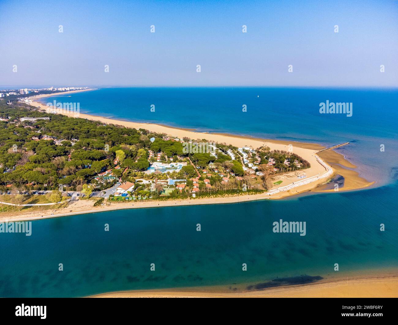 Tagliamento and the Marano lagoon seen from above. Towards Lignano ...