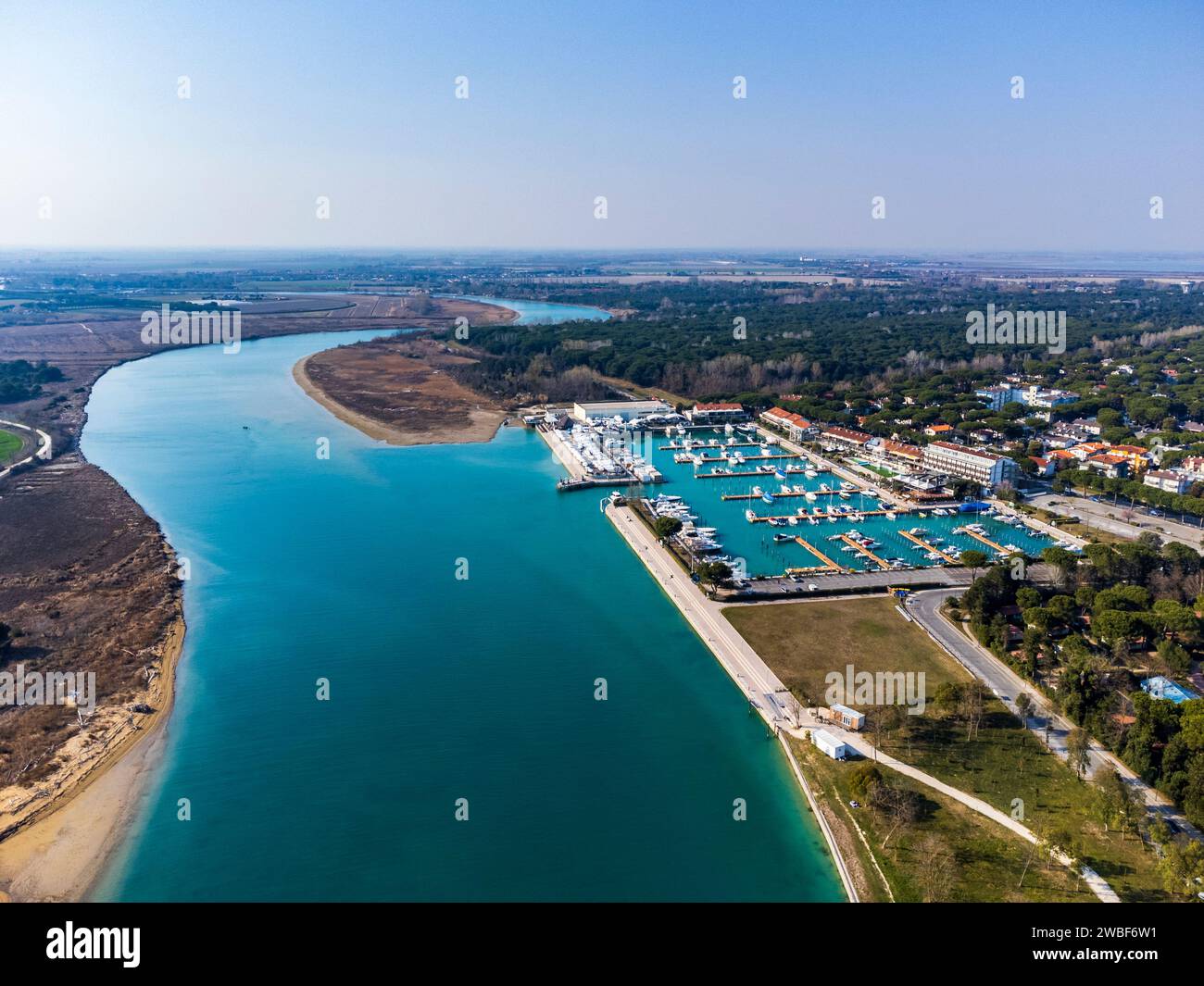 Tagliamento and the Marano lagoon seen from above. Towards Lignano ...