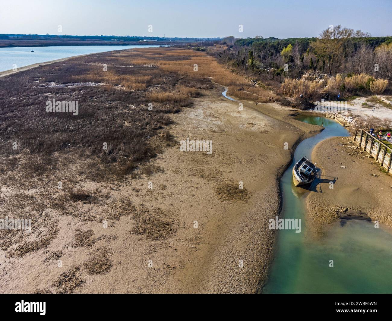 Tagliamento and the Marano lagoon seen from above. Towards Lignano ...