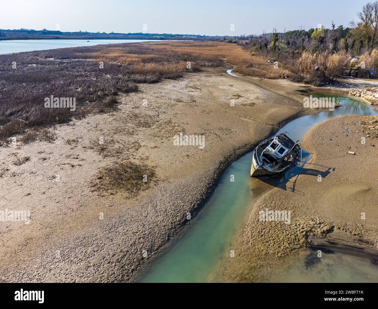 Tagliamento and the Marano lagoon seen from above. Towards Lignano ...