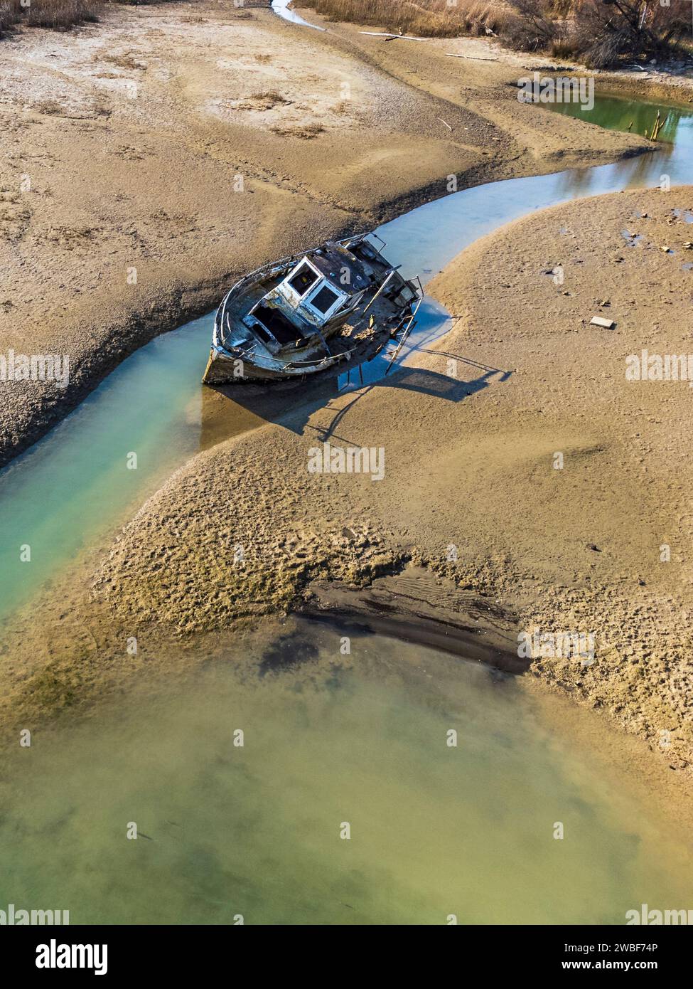 Tagliamento and the Marano lagoon seen from above. Towards Lignano ...