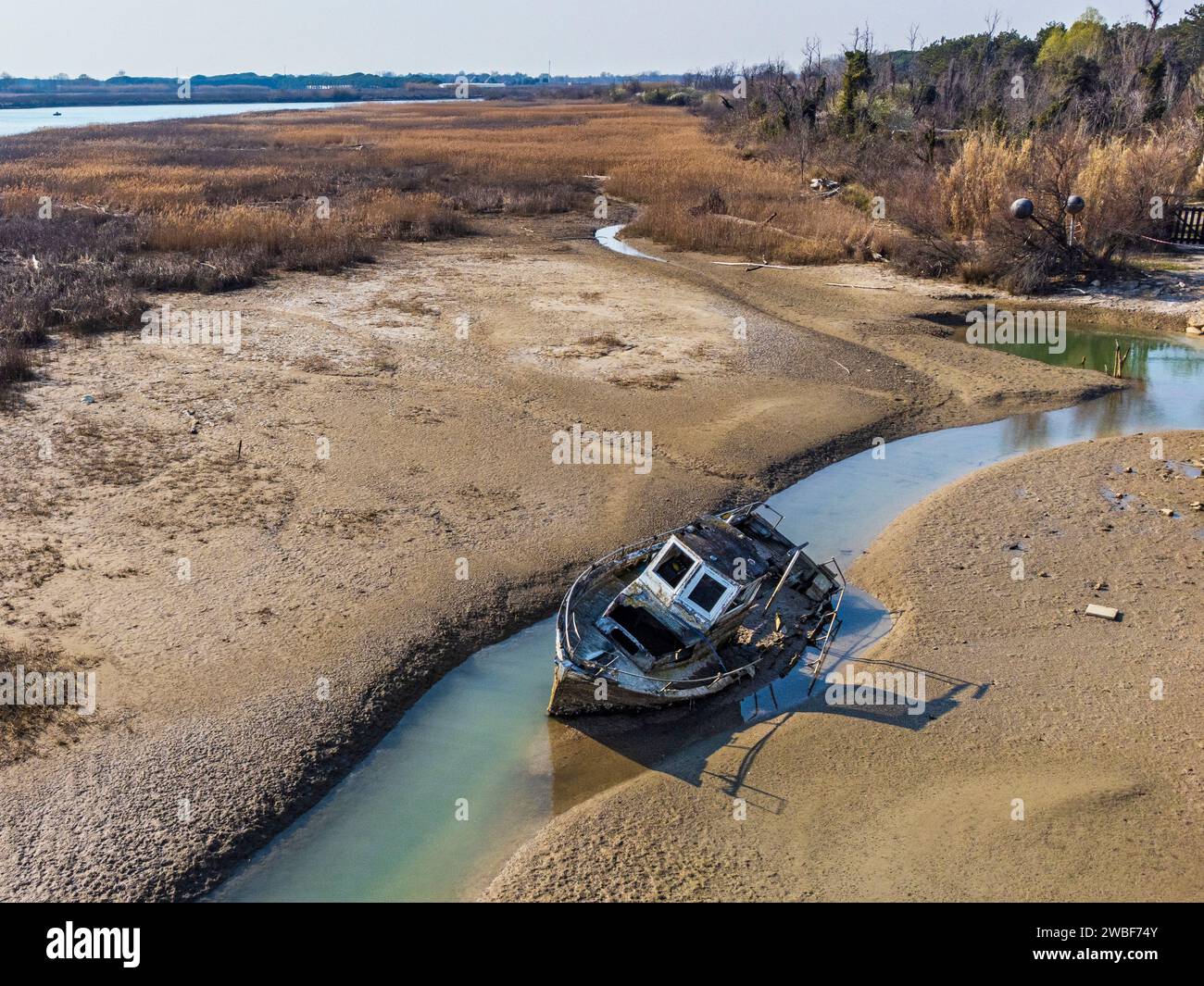 Tagliamento and the Marano lagoon seen from above. Towards Lignano ...