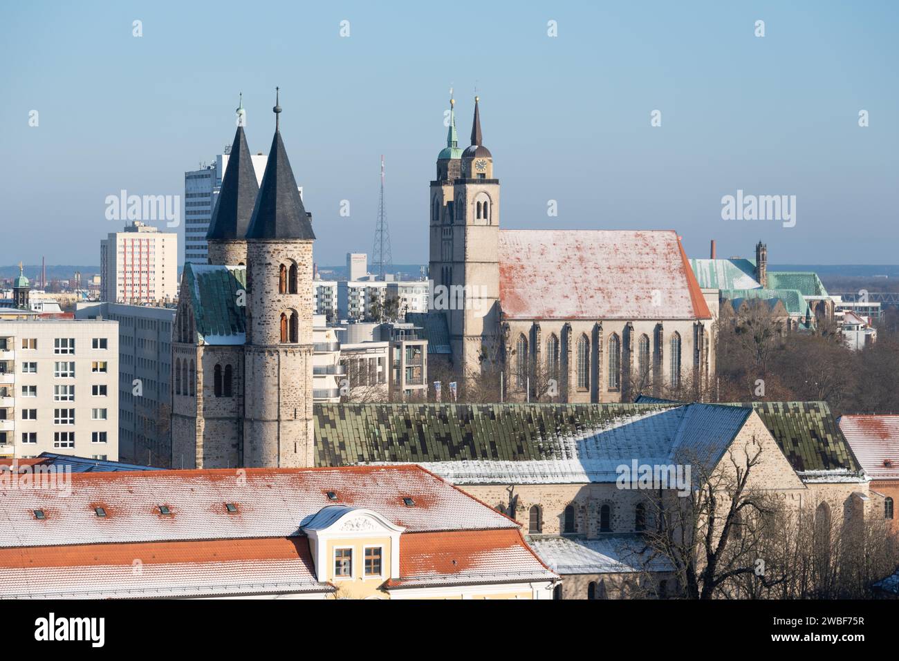Kloster Unser Lieben Frauen, behind it St John's Church, Magdeburg ...