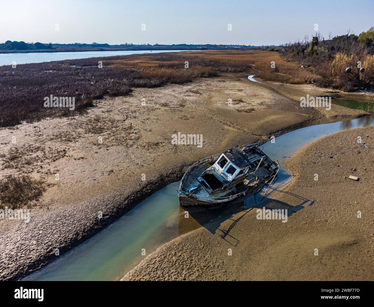 Tagliamento and the Marano lagoon seen from above. Towards Lignano ...