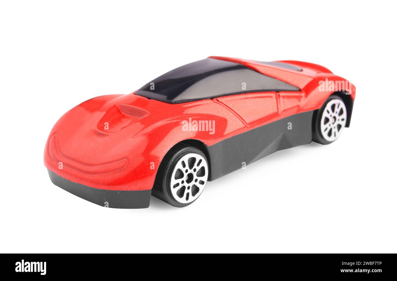 One red car isolated on white. Children`s toy Stock Photo - Alamy