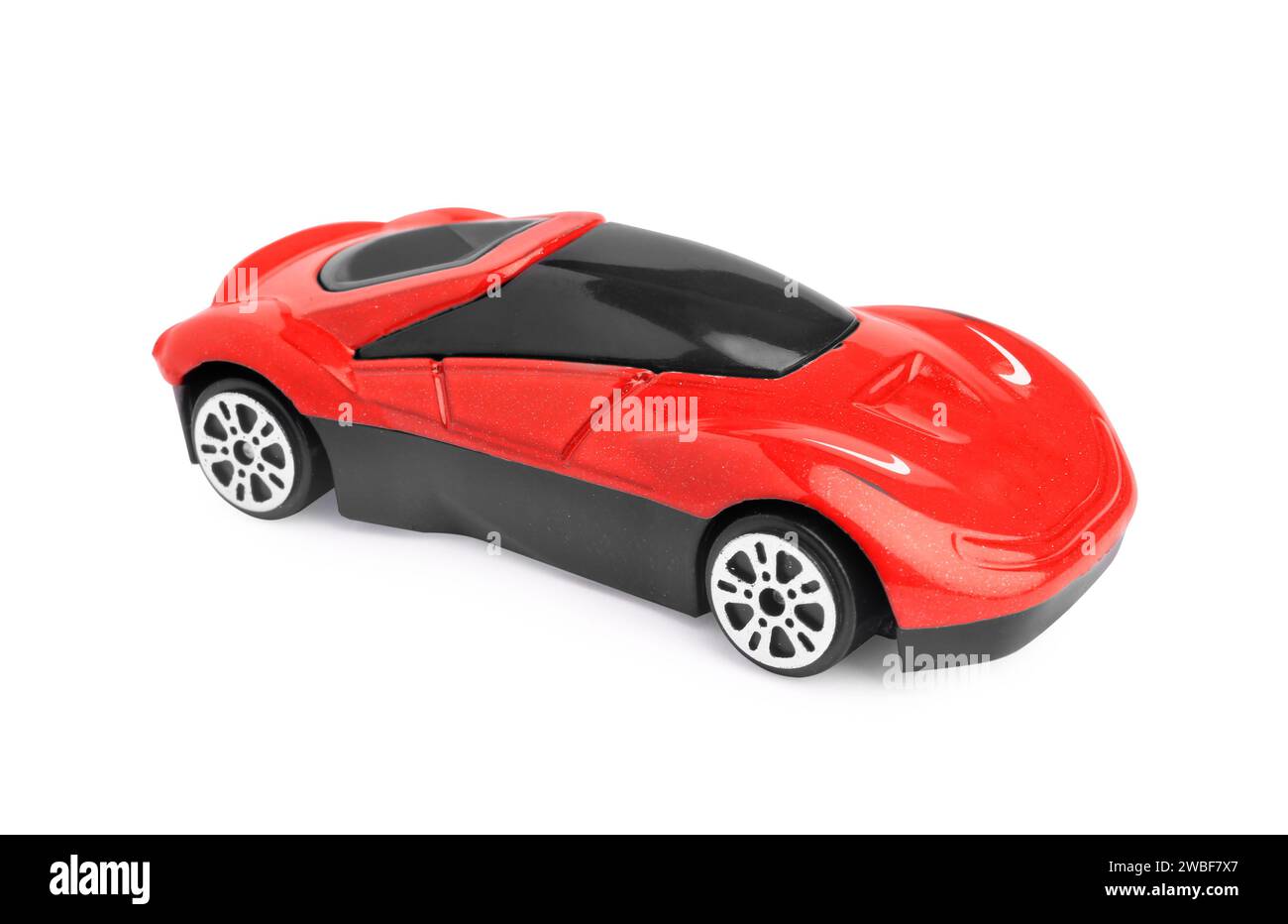 One red car isolated on white. Children`s toy Stock Photo - Alamy