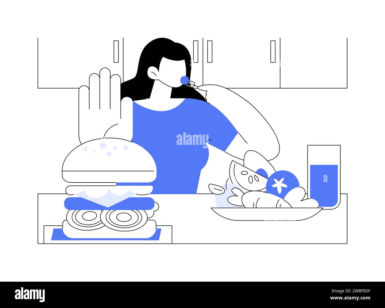 Say no to junk food isolated cartoon vector illustrations Stock Vector ...