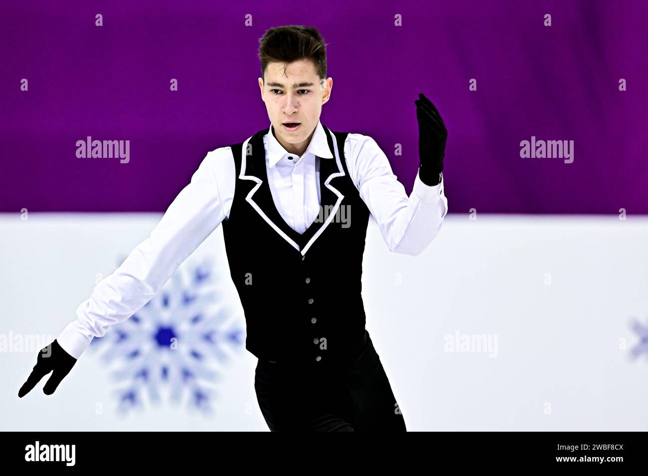 Aleksandr VLASENKO (HUN), during Men Short Program, at the ISU European ...