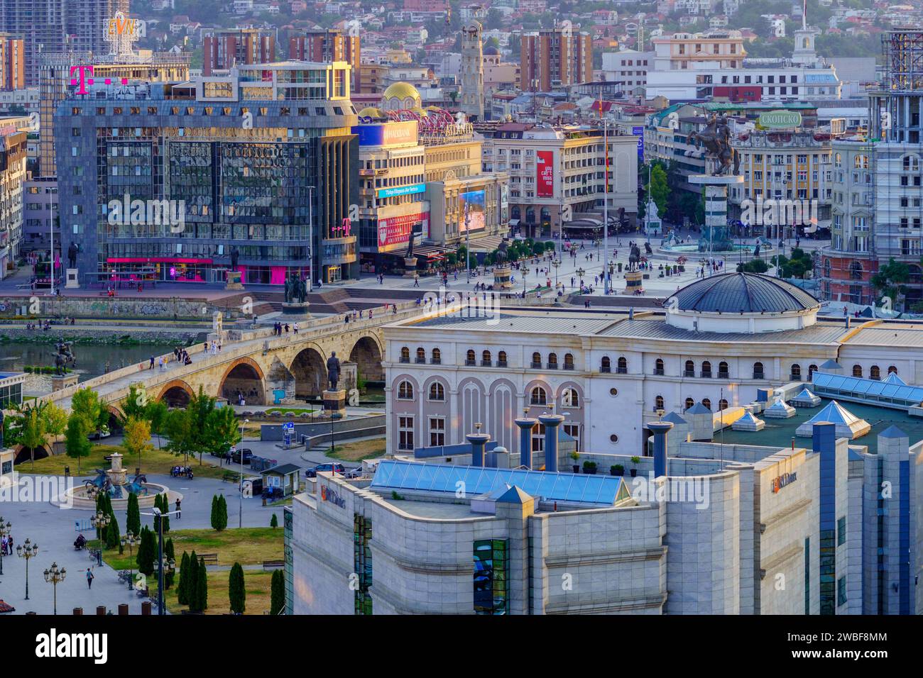 Skopje, North Macedonia - October 05, 2023: Rooftop view of the city ...