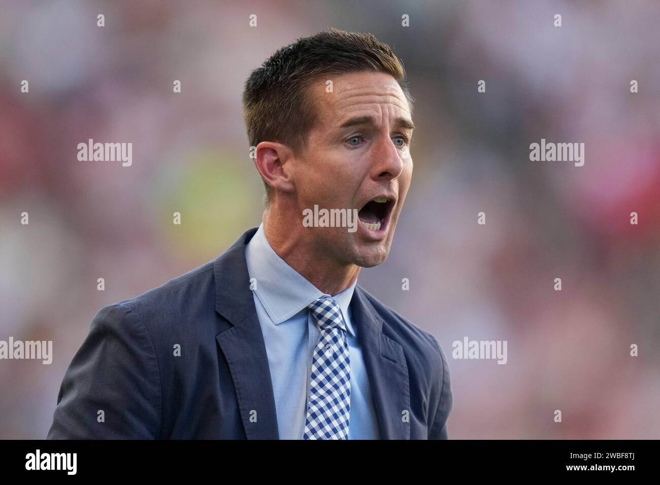 FILE - New York Red Bulls coach Troy Lesesne shouts to his team during ...