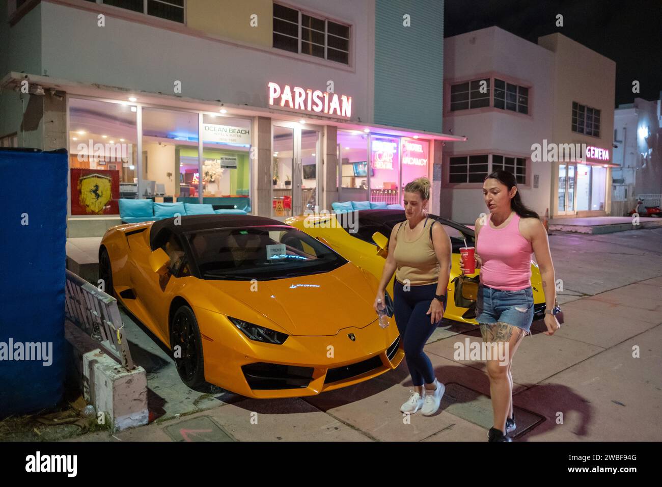 Miami, USA. 30th Oct, 2023. A Lamborghini exotic car rental shop on ...