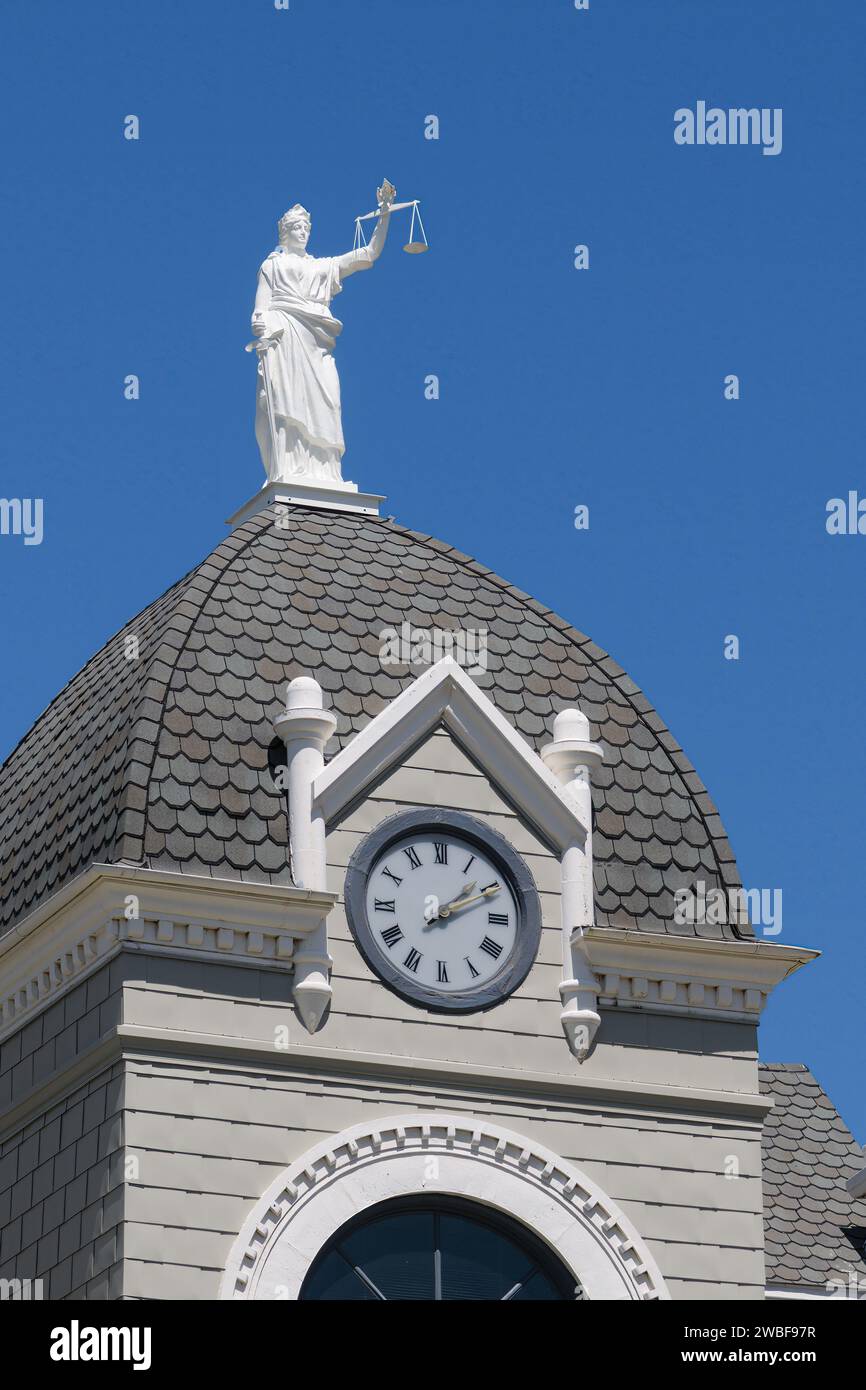Pomeroy, WA, USA - May 22, 2023; Statue of Lady Justice atop Garfield ...