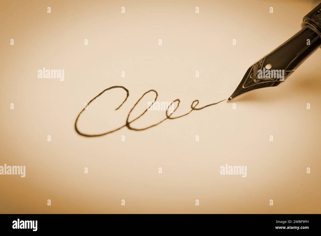 Signing on sheet of paper with fountain pen, closeup Stock Photo - Alamy
