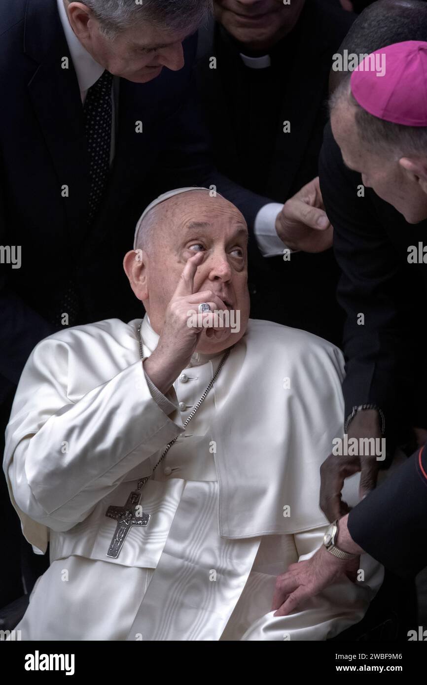 Vatican City, Vatican, 10 January, 2024. Pope Francis during his weekly ...