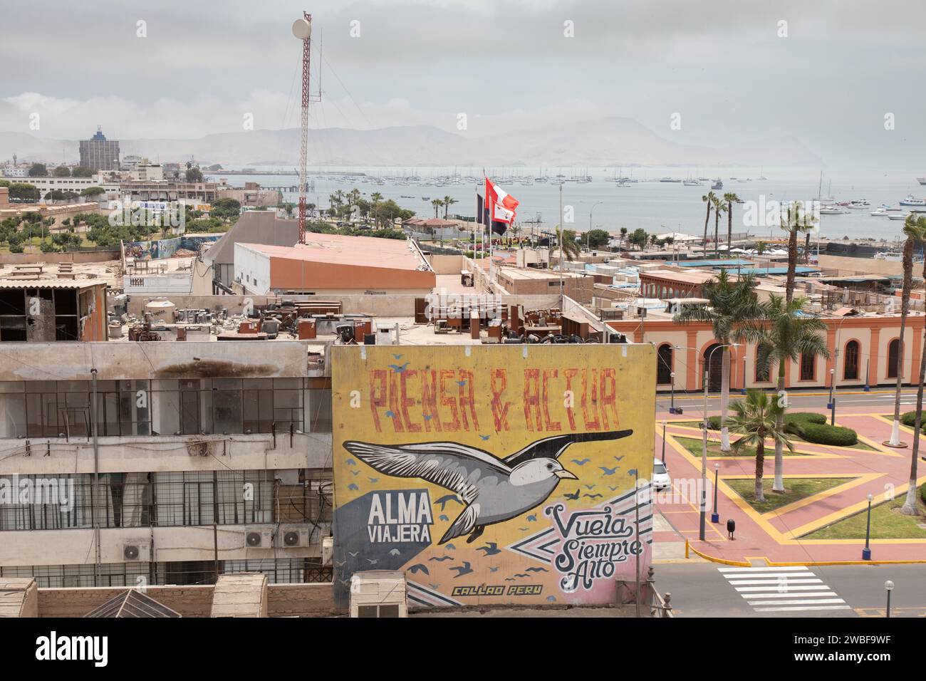 View of the harbour from the terrace of the Callao Cultural Centre, Avenida de la Constitucion ...