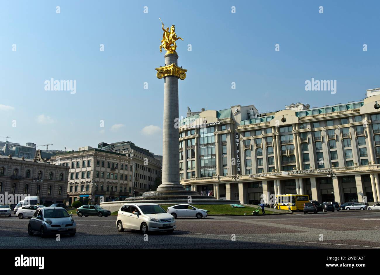 Column with the statue of St George as a dragon fighter on Freedom ...