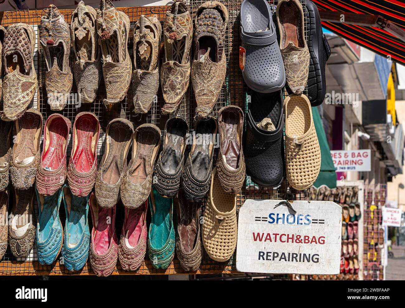 Shoe shops and craftsmen in the Al Fahidi neighbourhood, Dubai, United ...