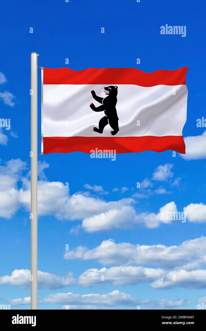 The flag of Berlin, capital of the Federal Republic of Germany, Europe, EU, Studio Stock Photo ...