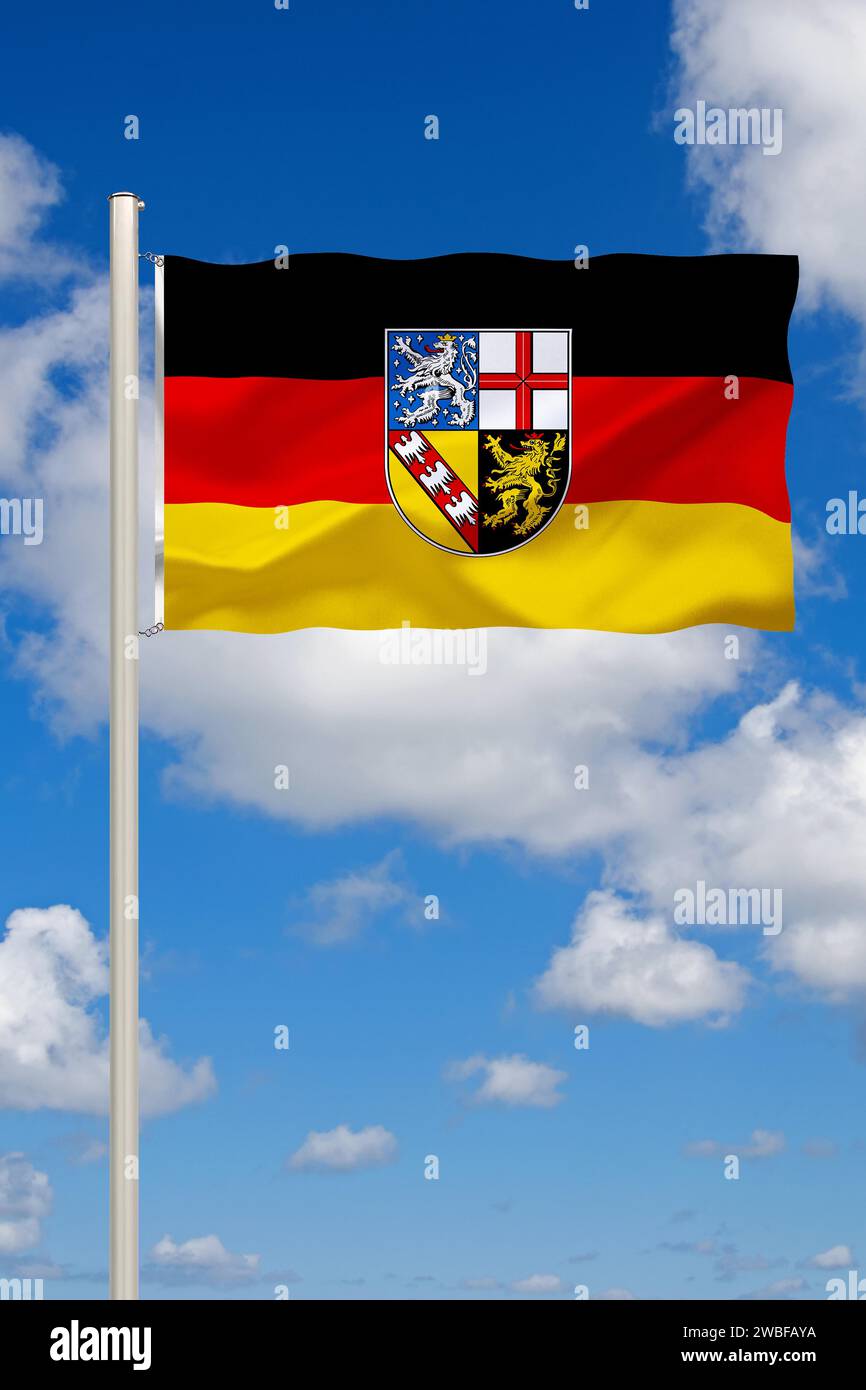The flag of Saarland, national flag, studio Stock Photo - Alamy