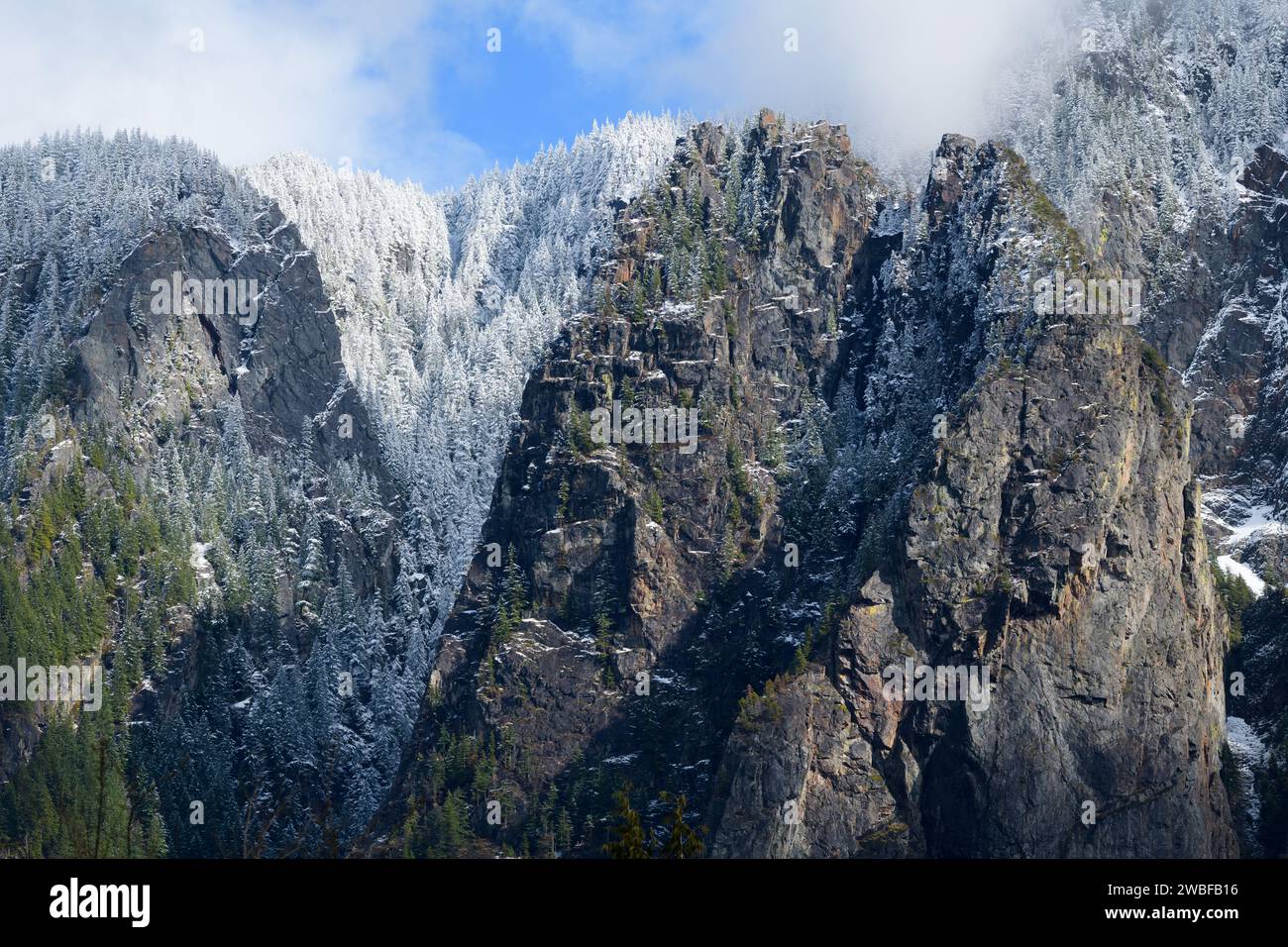 Rock formation on the rugged west side of Mt Si in the Cascade ...