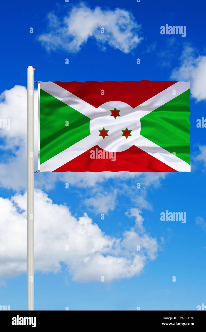 Burundi, landlocked country in East Africa, Africa, national flag ...