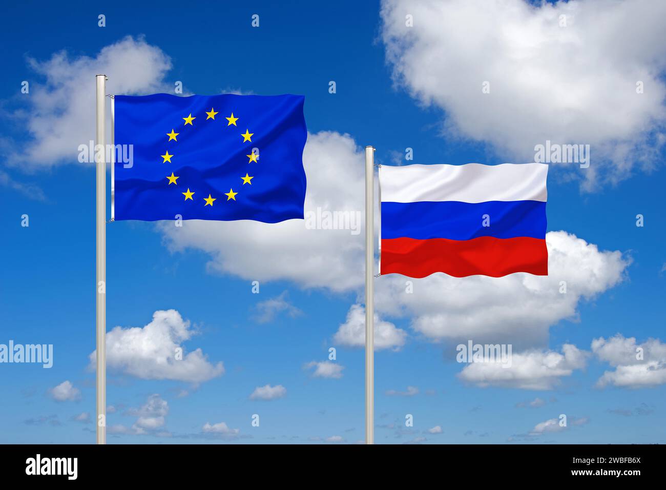 The flag of Europe and Russia, Studio Stock Photo - Alamy