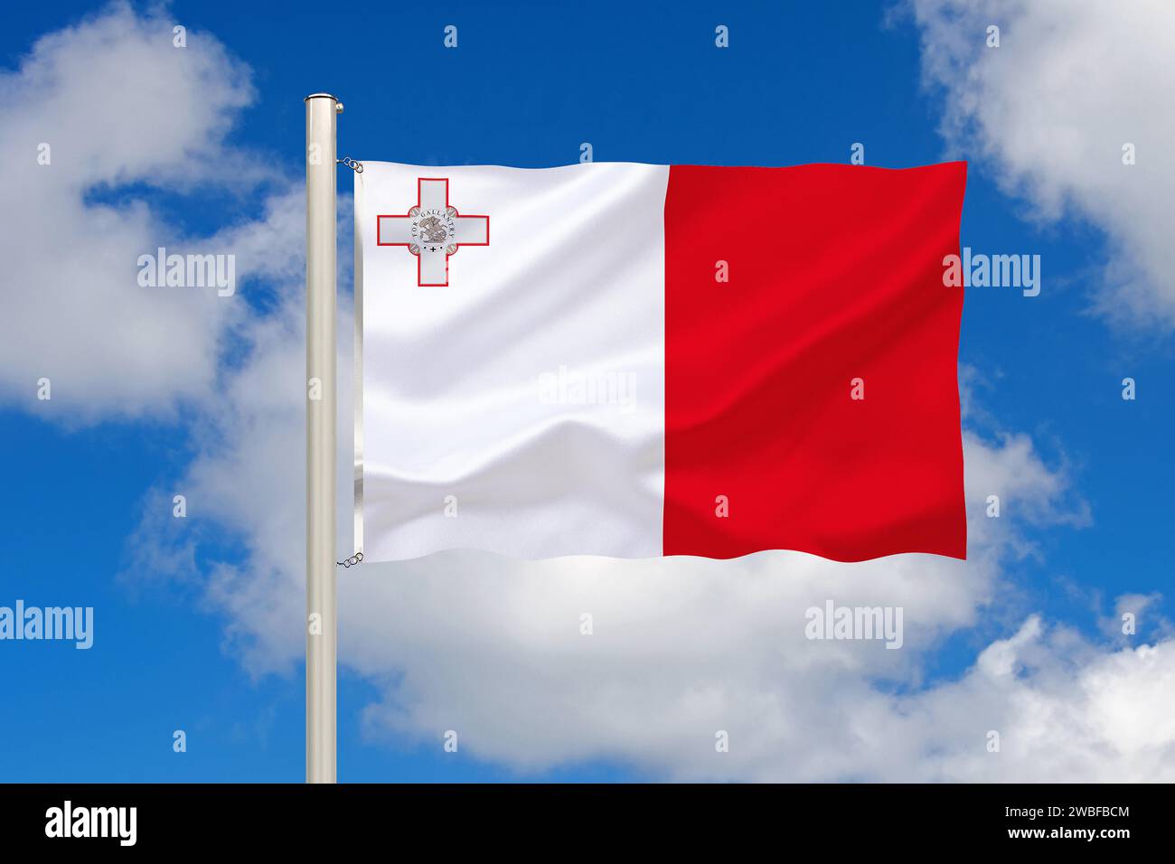 The flag of Malta, country in Europe, island in the Mediterranean Sea ...