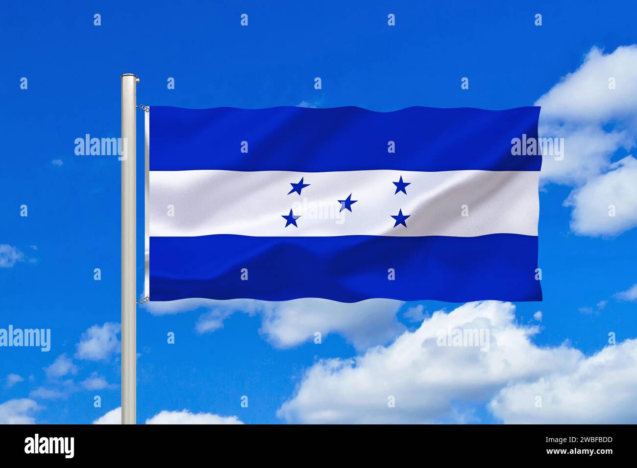 The flag of Honduras, country in Central America, Studio Stock Photo ...